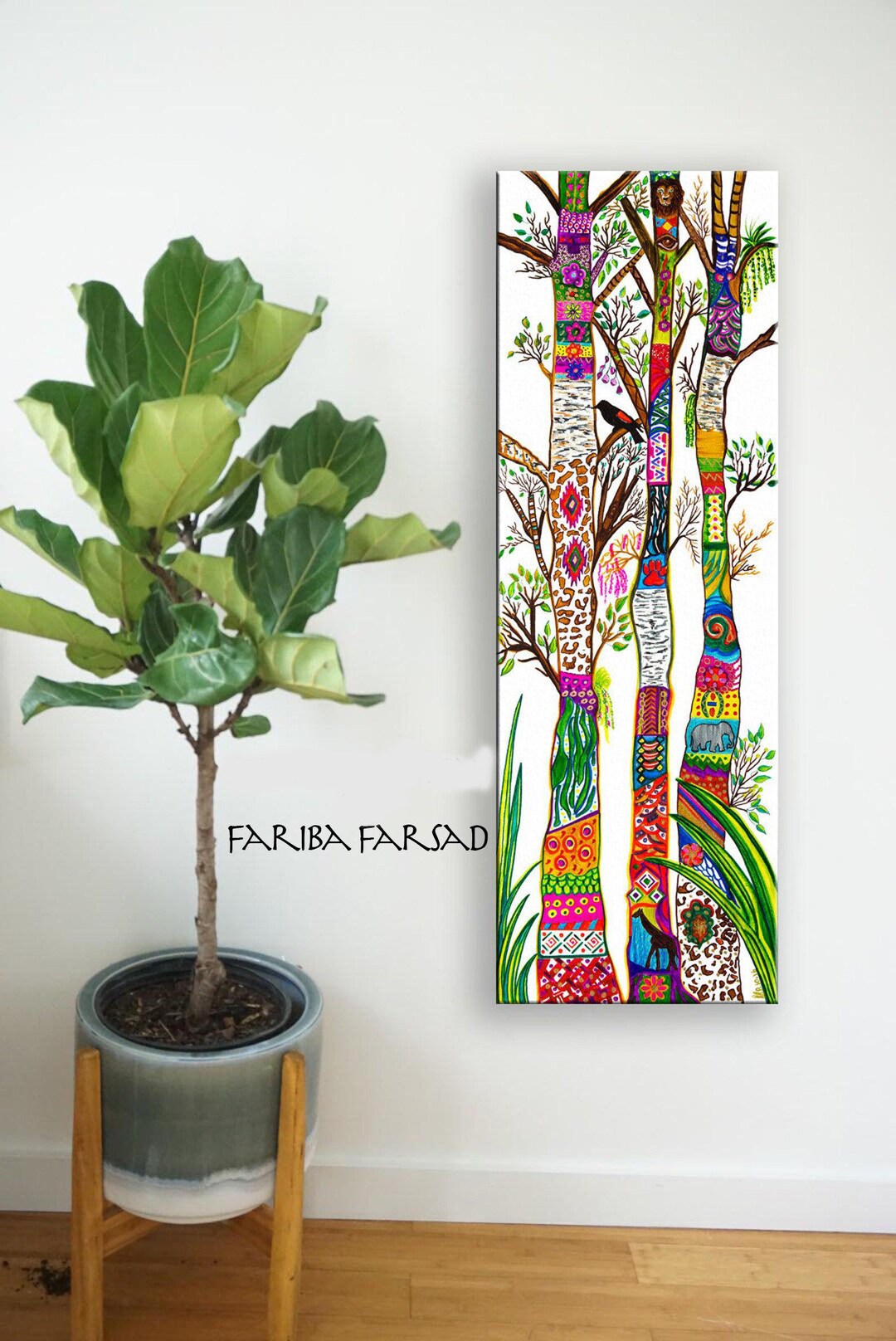 Abstract Colorful Trees of Life Canvas Art Print, Rolled Trees of Life ...