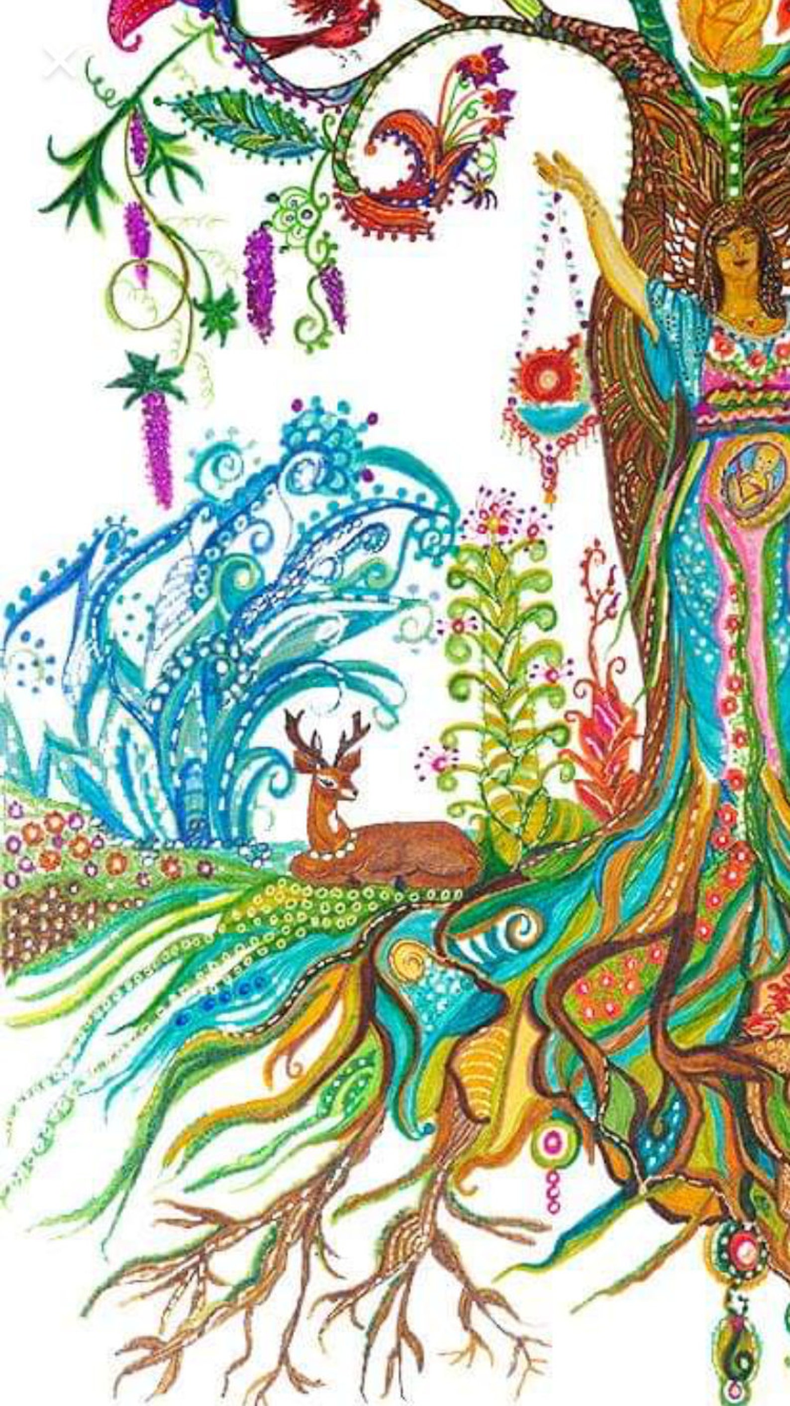 Tree of Life Art Mother Earth Beautiful Woman Libra Zodiac Sign ...