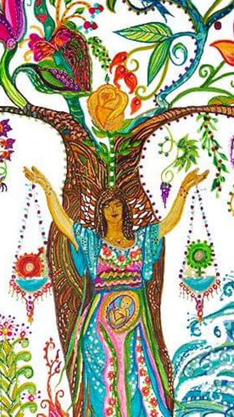 Tree of Life Art Mother Earth Beautiful Woman Libra Zodiac Sign ...