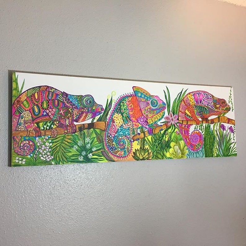 Abstract Colorful Chameleon Canvas Art Print Framed Chameleon - Etsy