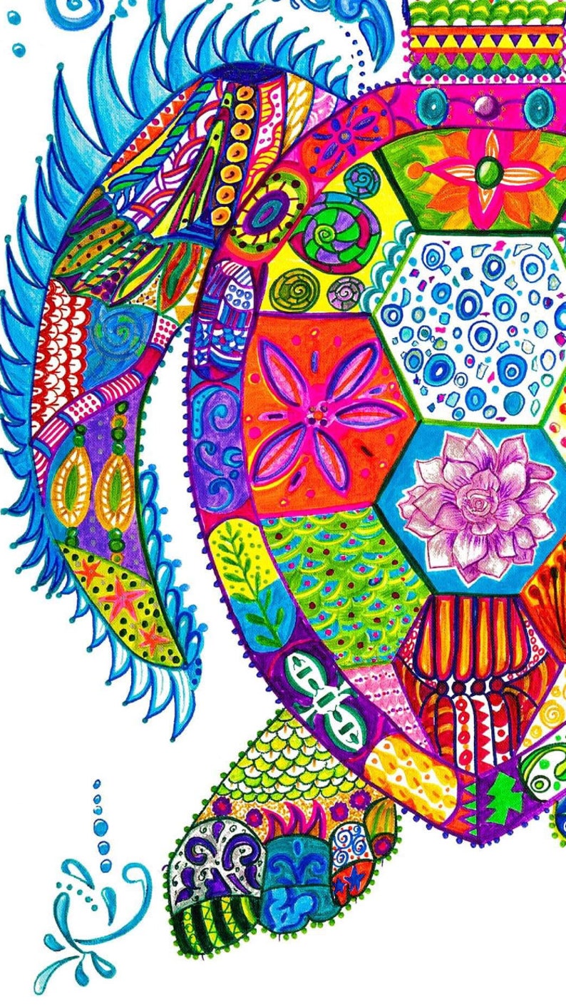 Sea Turtle Spirit Animal Abstract Art Painting Framed Canvas - Etsy