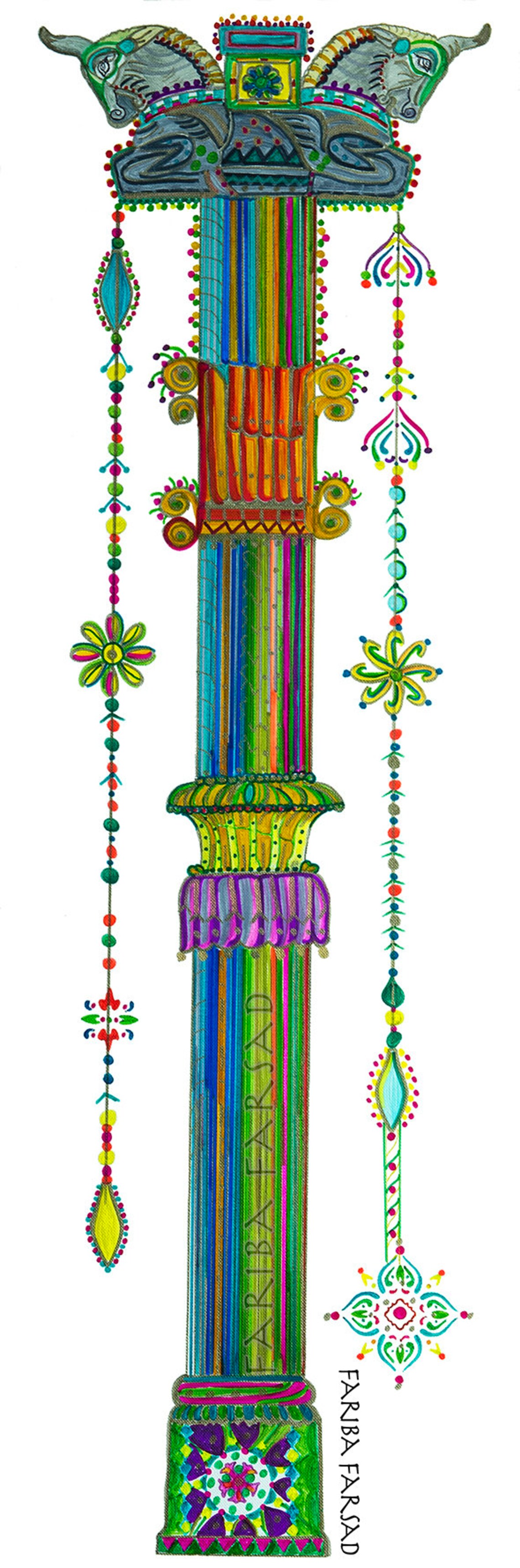 Persian Persepolis Columns Abstract Art Painting Framed Canvas - Etsy