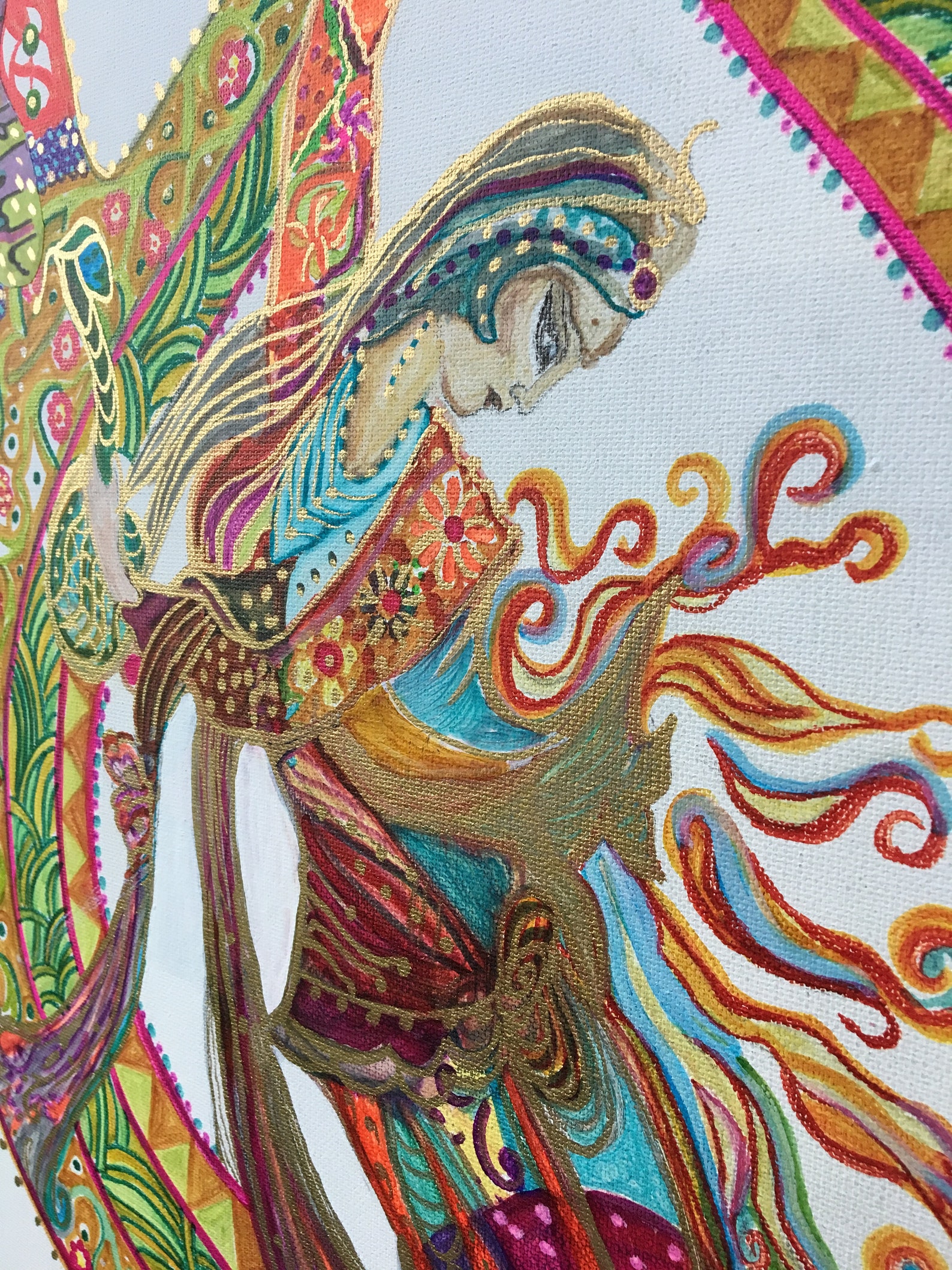 Persian Abstract Painting Framed Canvas Print Colorful Home - Etsy