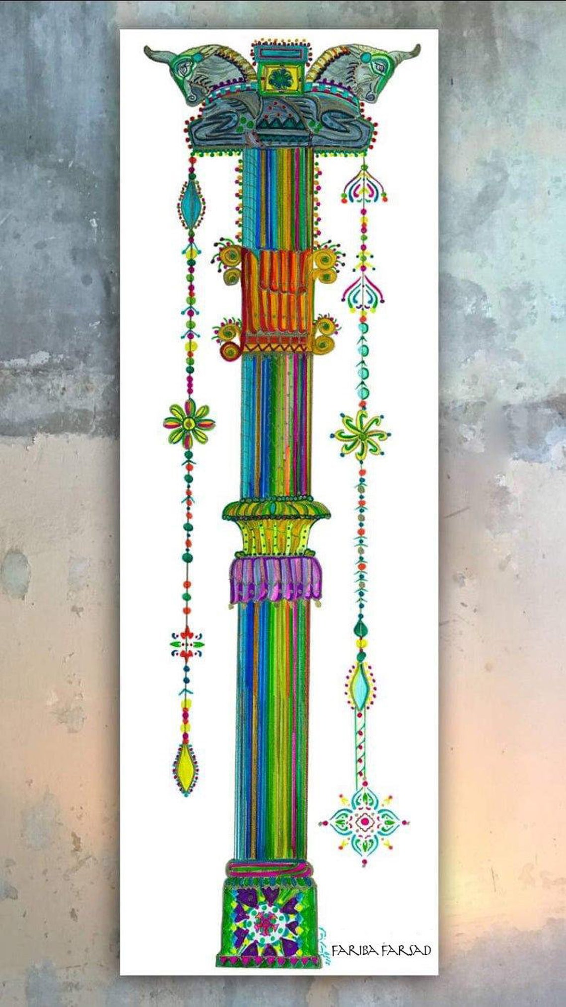 Persian Persepolis Columns Abstract Art Painting Unframed | Etsy