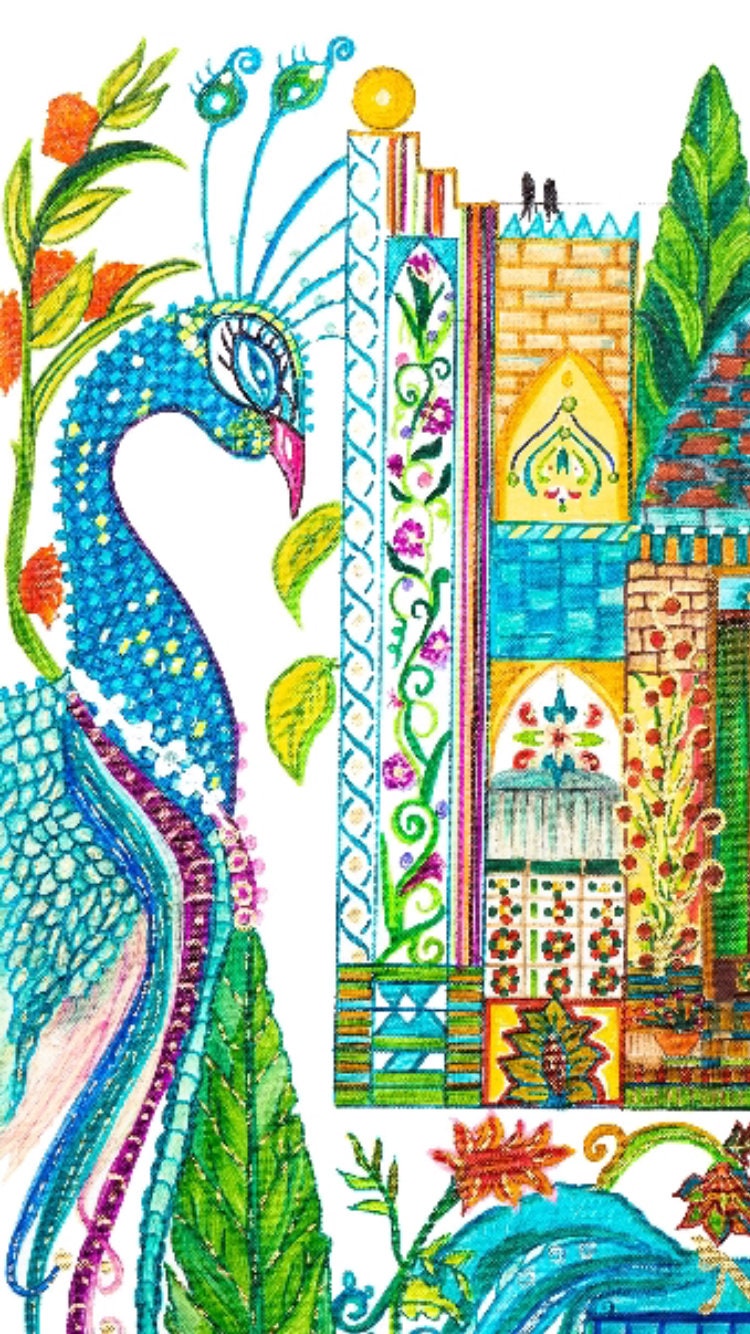 Colorful Persian Wall Art Old House Abstract Painting Rolled Canvas ...