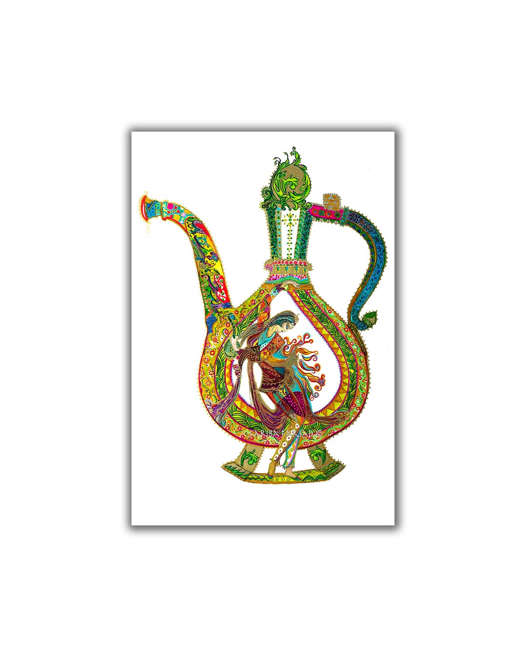 Persian Art Abstract Painting Rolled Canvas Print Colorful Home Decor ...