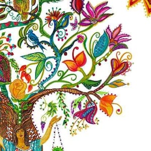 Tree of Life Art Mother Earth Beautiful Woman Libra Zodiac Sign ...