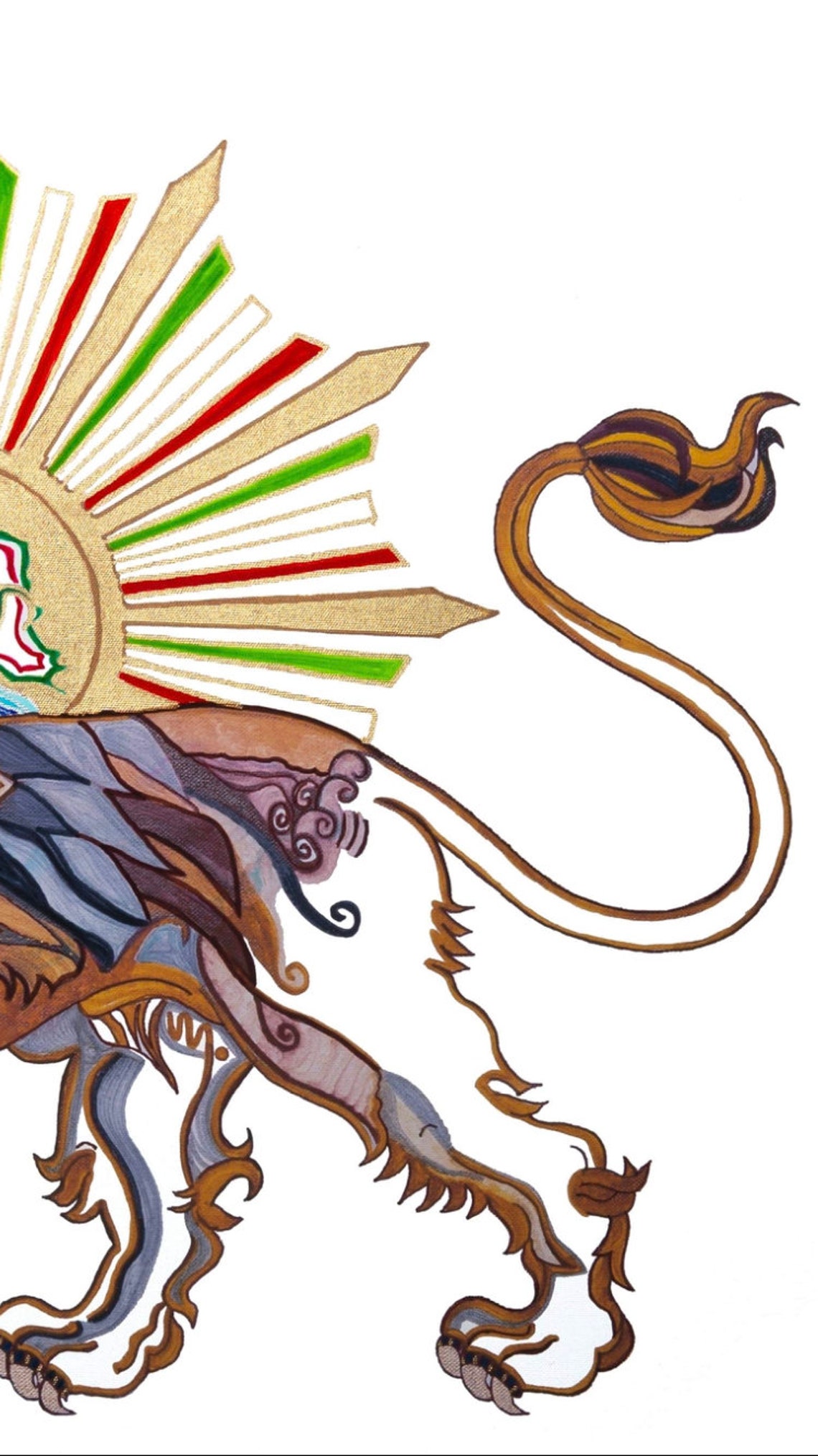 Lion and Sun Shir O Khoshid Persian Canvas Print Painting, Iranian ...