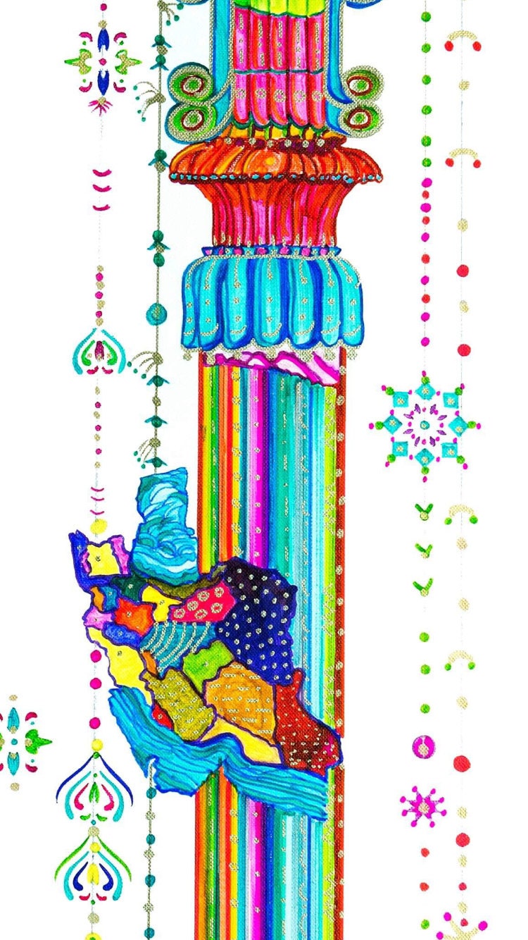 Persian Persepolis Columns Abstract Art Painting Rolled Canvas - Etsy