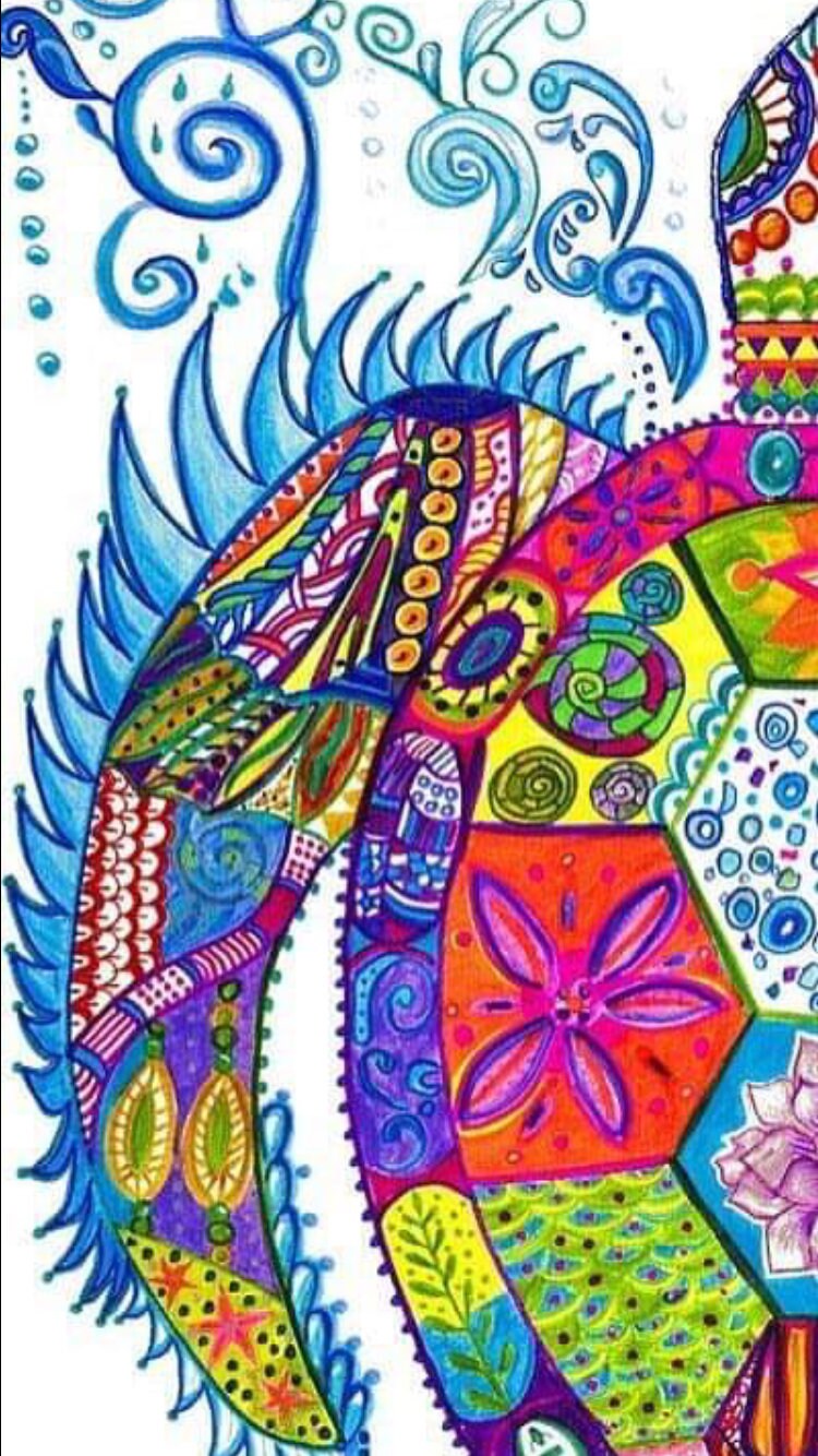 Sea Turtle Spirit Animal Abstract Art Painting Rolled Canvas | Etsy