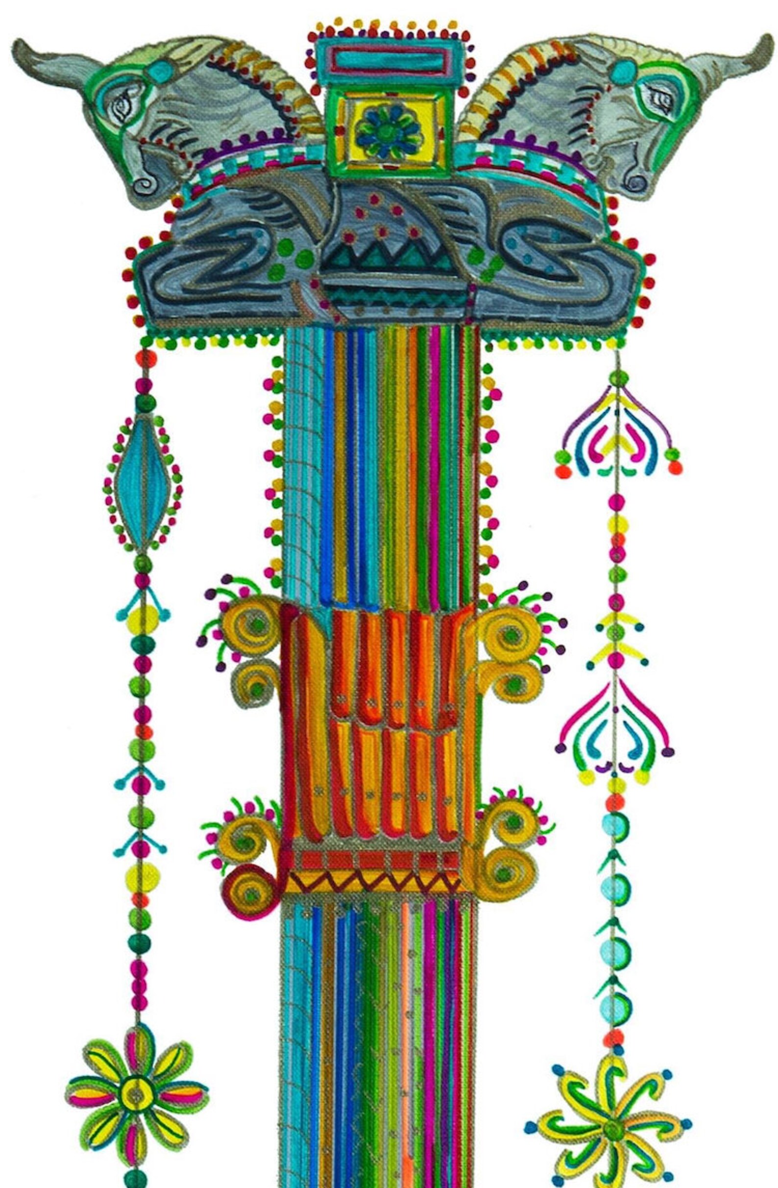 Persian Persepolis Columns Abstract Art Painting Unframed | Etsy