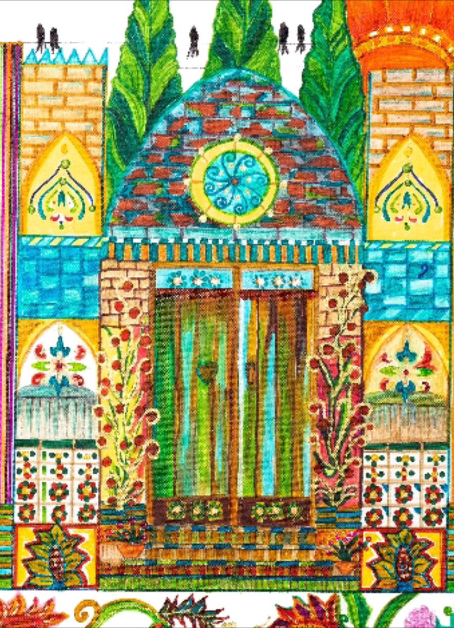 Colorful Persian Wall Art Old House Abstract Painting Rolled Canvas ...