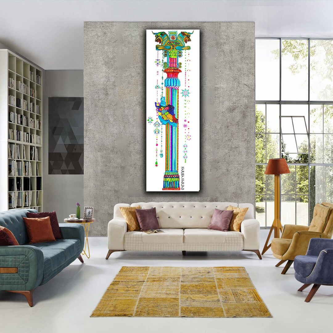 Persian Persepolis Columns Abstract Art Painting Rolled Canvas Print ...