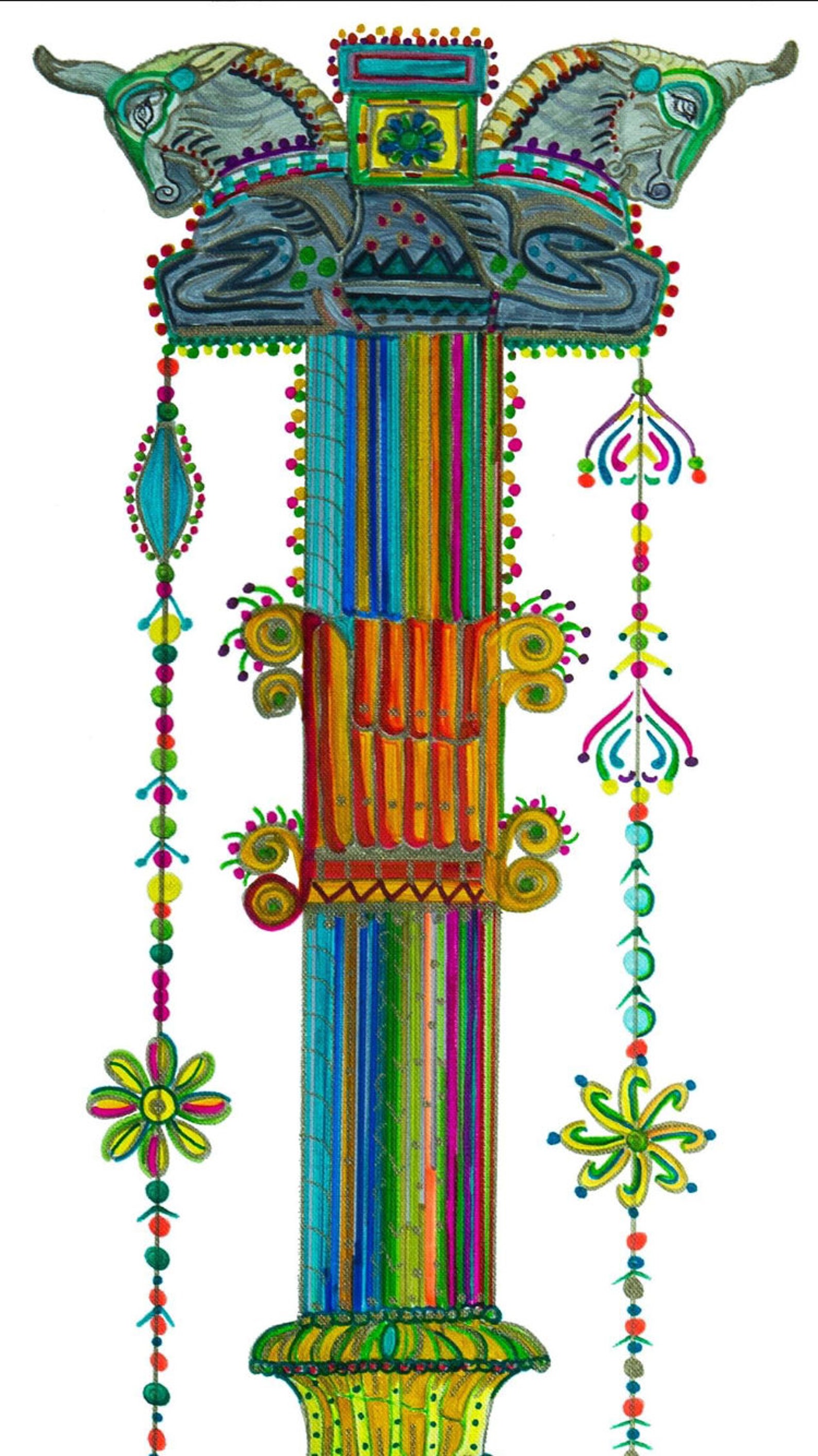 Persian Persepolis Columns Abstract Art Painting Unframed | Etsy