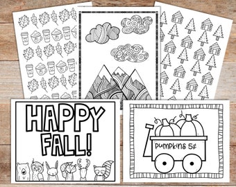 Printable Coloring Page Bundle Autumn / Fall Gnomes Coloring Pages for ...