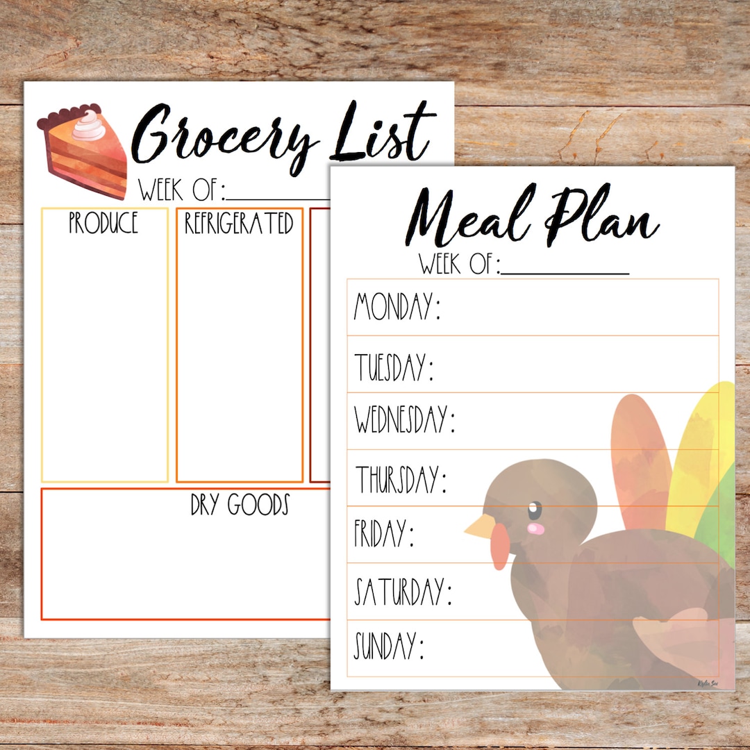 Meal Planning Printables for Thanksgiving - Etsy