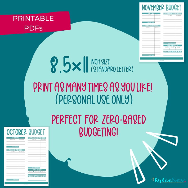 Monthly Budget Worksheets - Etsy