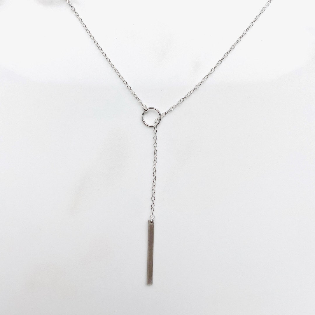 Lariat Necklace, Lariat Drop Necklace, Dainty Necklace, Simple Sterling ...