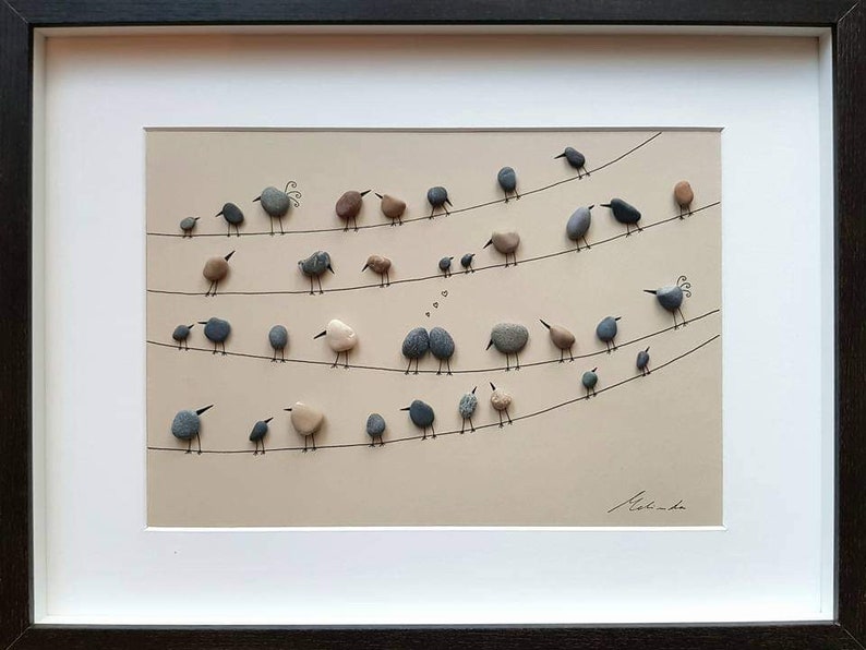 Pebble Art Painting migration L 42 X 32 Cm on Order, Swiss Artist ...