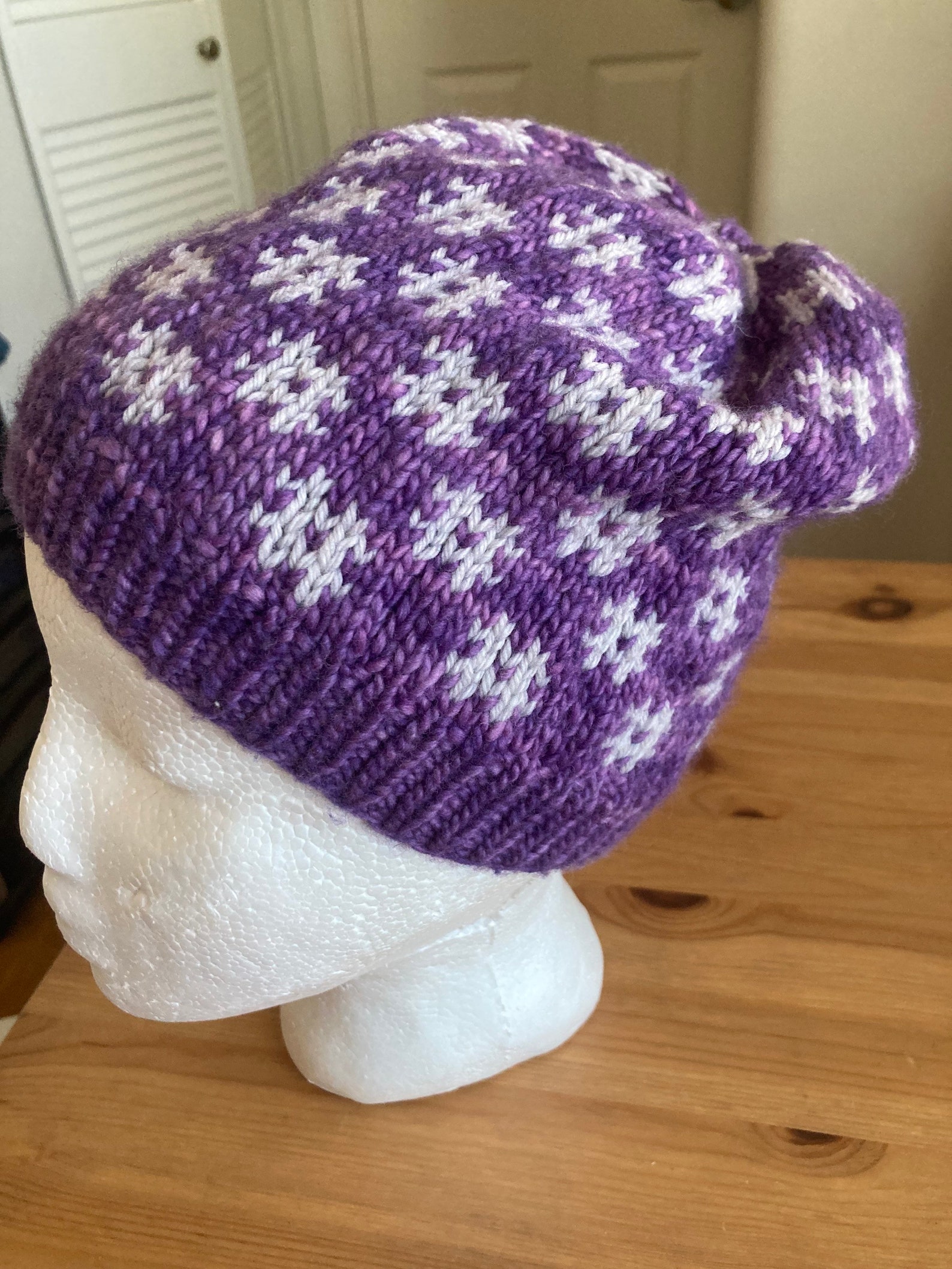 Hand Knit Hat, Wool Hat, Stranded Hat, Japanese Design Hat - Etsy