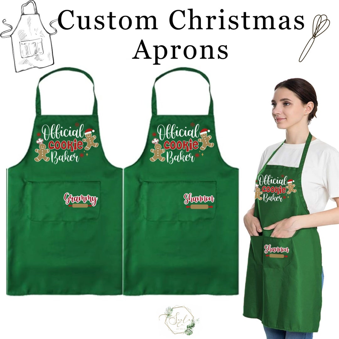 Custom Christmas Aprons for the Official Cookie Baker, Cute Family Matching Aprons, Christmas ...