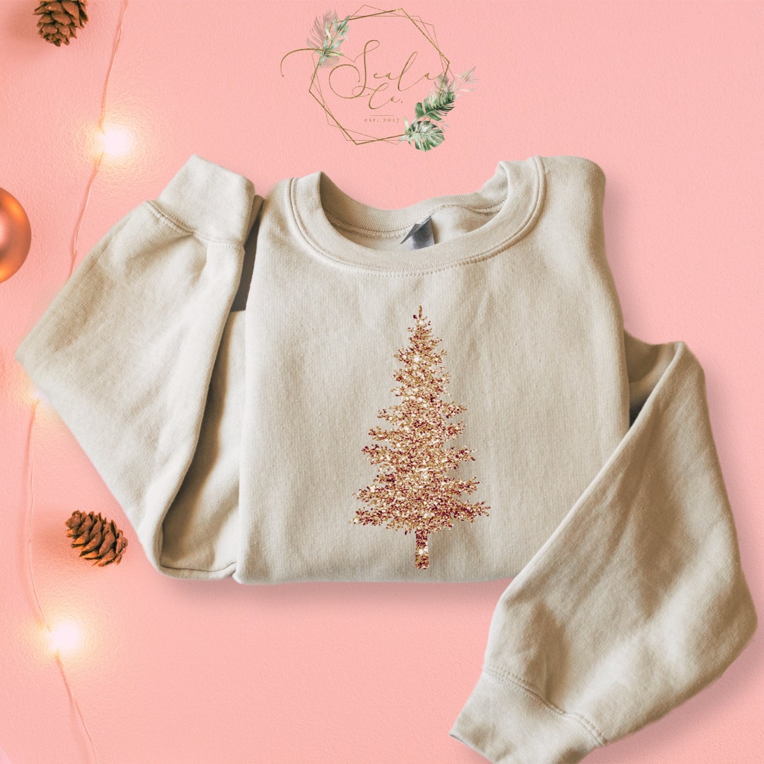 Glitter Christmas Tree Sweatshirt, Sparkly Festive Top, Holiday Season ...