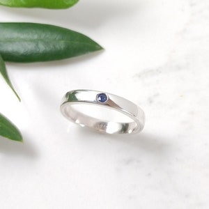 Sapphire Flush Set Sterling Silver Ring / Silver Band / Silversmith ...