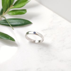Sapphire Flush Set Sterling Silver Ring / Silver Band / Silversmith ...