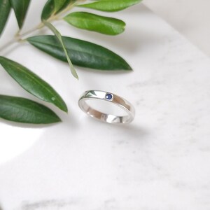Sapphire Flush Set Sterling Silver Ring / Silver Band / Silversmith ...