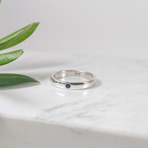 Sapphire Flush Set Sterling Silver Ring / Silver Band / Silversmith ...
