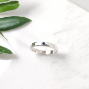 Sapphire Flush Set Sterling Silver Ring / Silver Band / Silversmith ...