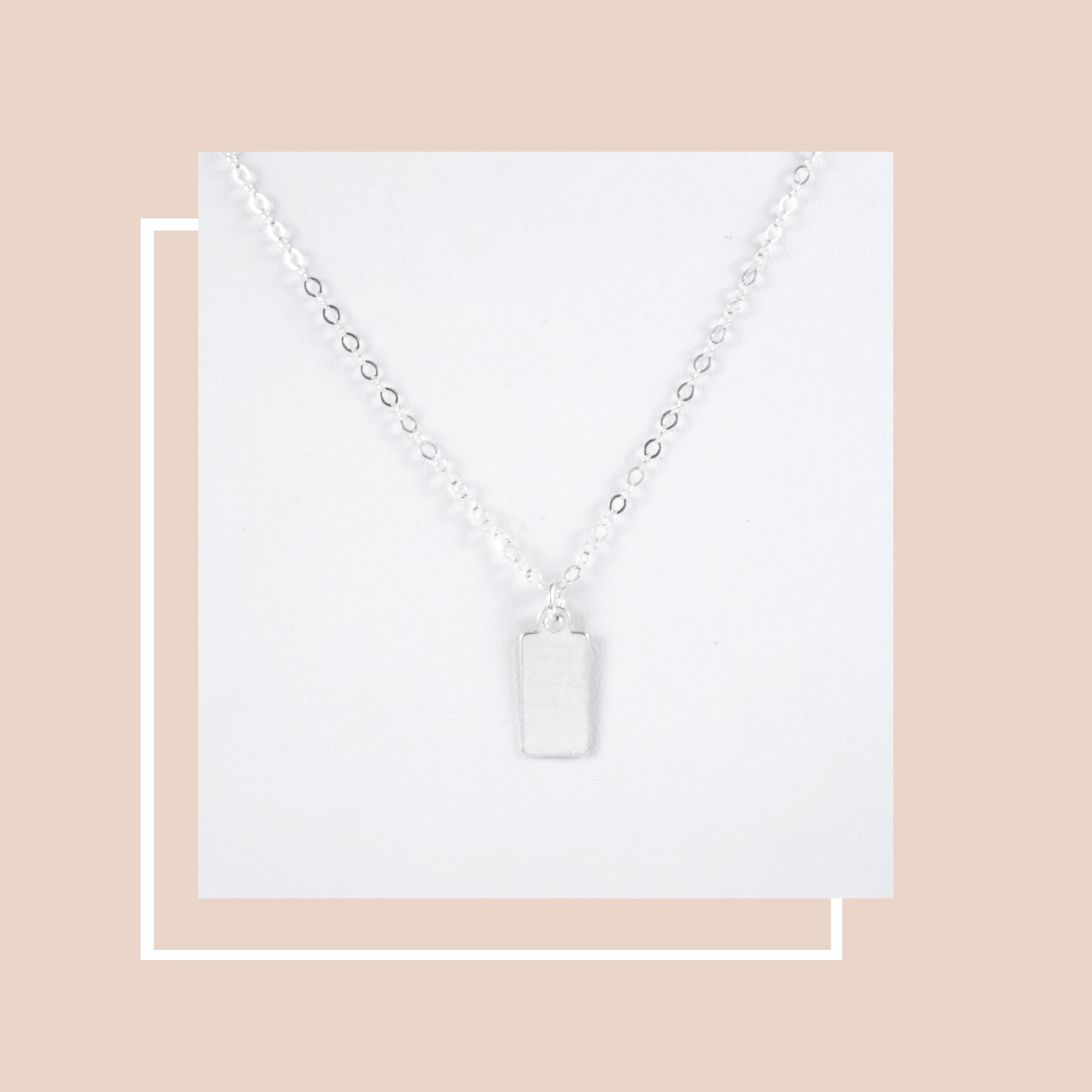 Tiny Sterling Silver Tag Chain Necklace / Tiny Tag Layering - Etsy