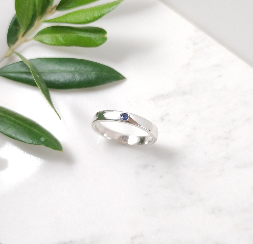 Sapphire Flush Set Sterling Silver Ring / Silver Band / Silversmith ...