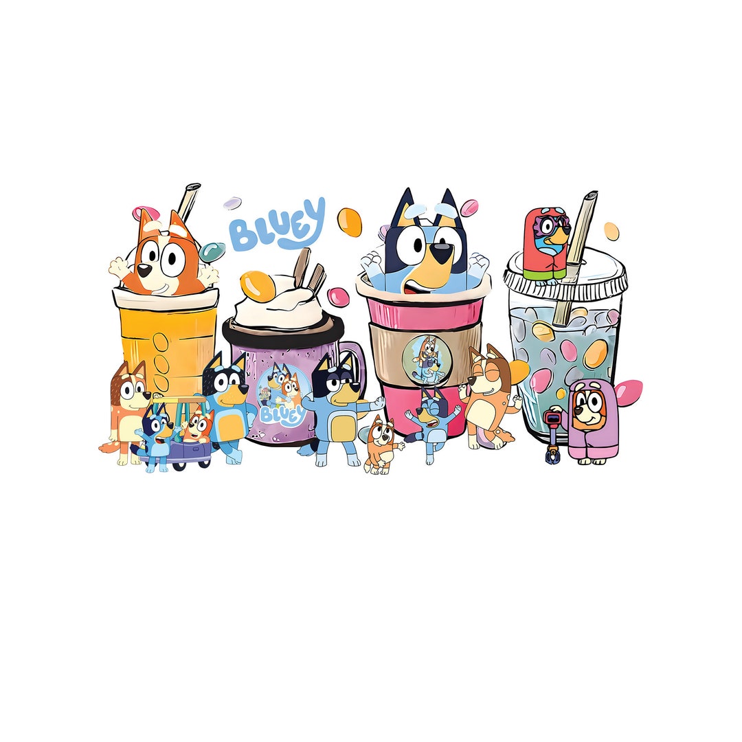 Bluey Drinks Svg Png Bluey Family Svg Retro Chilli Heeler - Etsy México