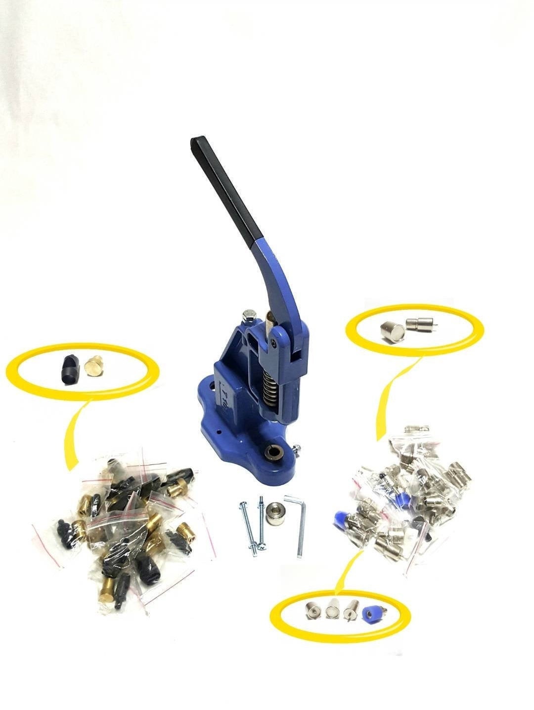 Hand Press Machine + 36 Dies Kit: Rivet, Grommet, Eyelet, Snap ...