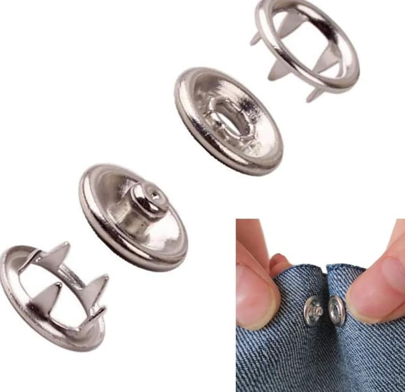 100 Sets Open Ring Prong Snaps: Stainless Steel Fastener Hand Press ...