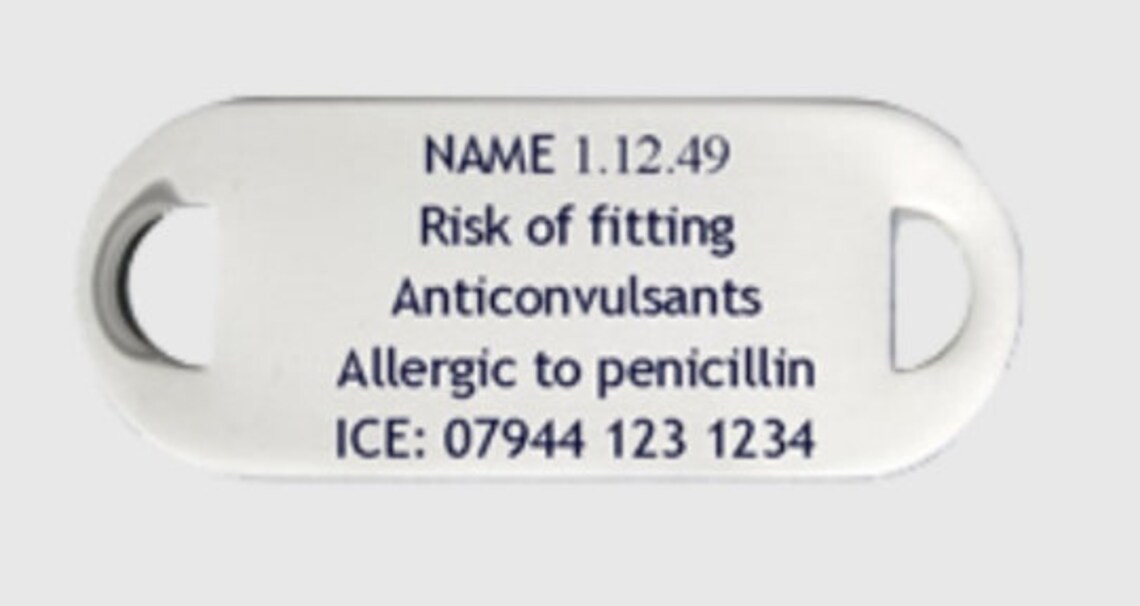 Engraved, Personalised Medical ID Alert Tag - Etsy