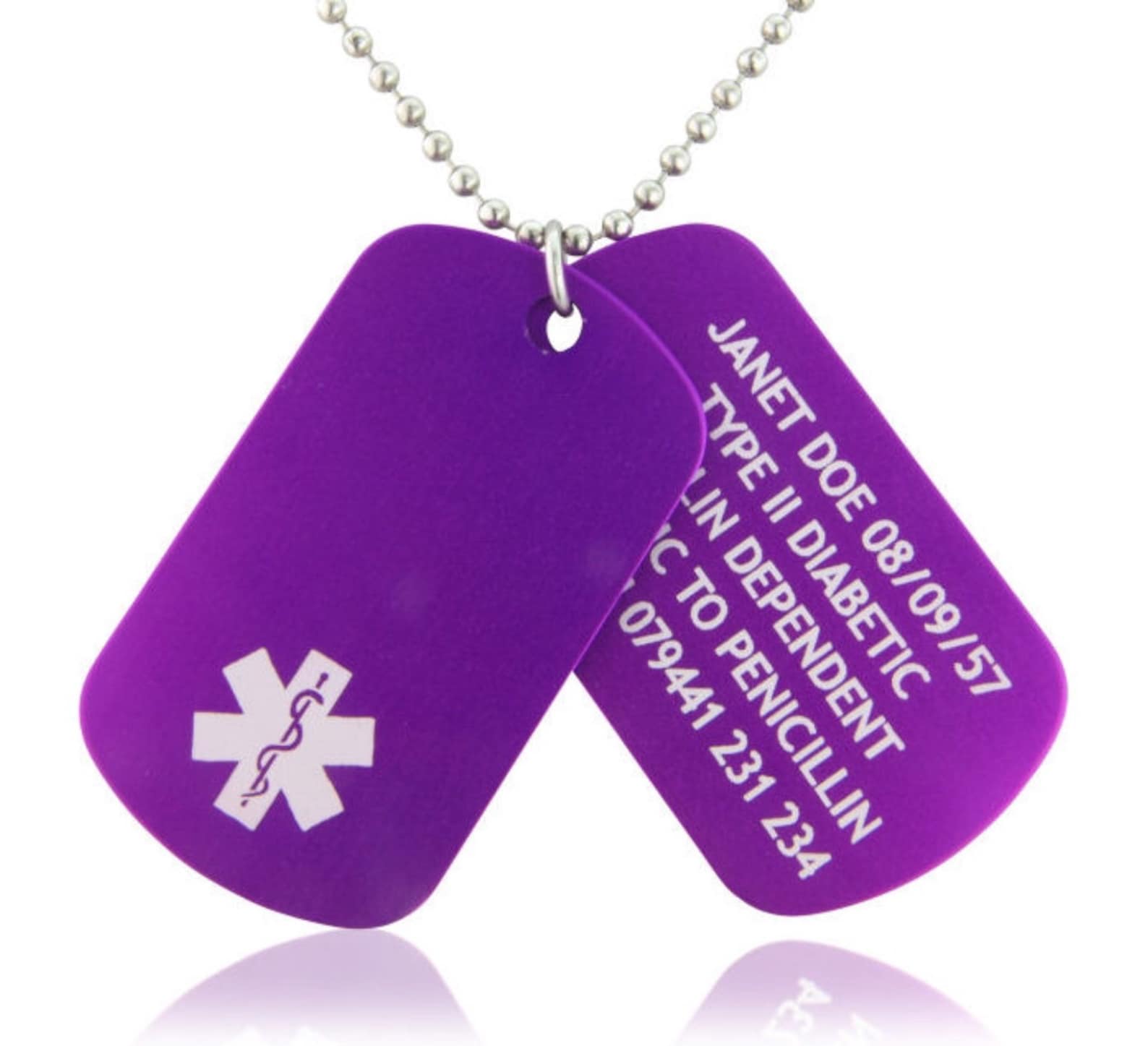 Aluminium Medical ID Alert Dog Tags Personalised Engraved - Etsy