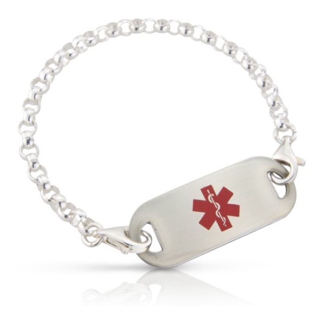 Sterling Silver Engraved, Personalised Medical ID Alert Bracelet - Etsy