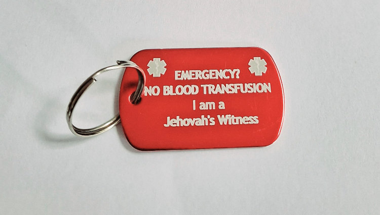 No Blood Transfusion, Jehovah, Jesus Christ, Medicai Alert Keyring ...