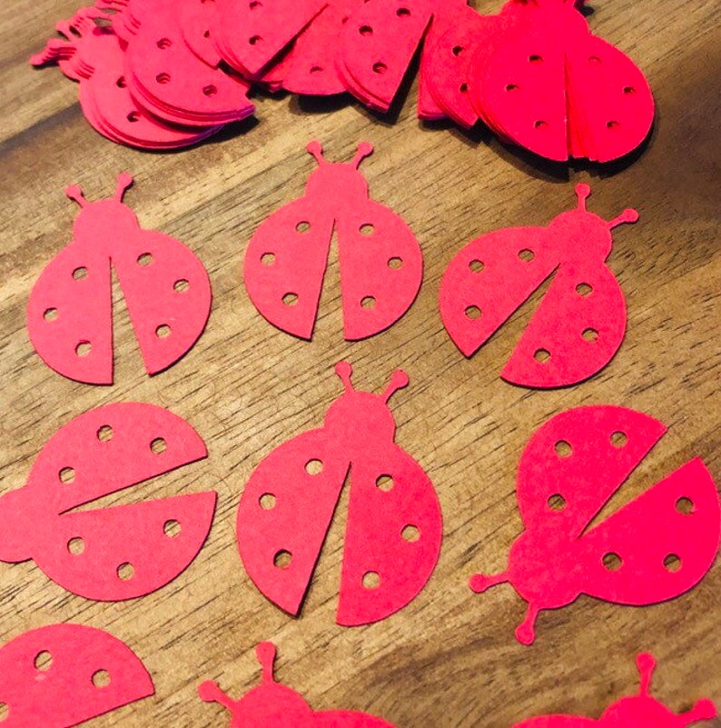 Ladybug Paper Cut Outs Set Of 25 Red Ladybug Confetti Etsy