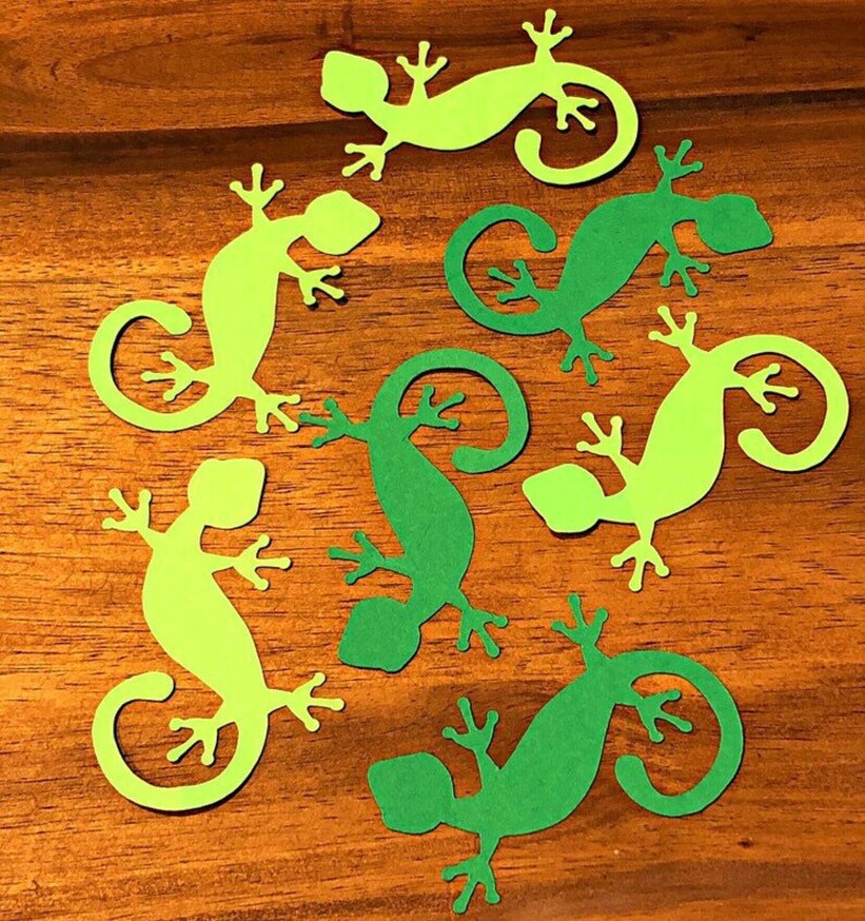 Gecko Paper Cut Outs Set of 25 Green Gecko Confetti Gecko - Etsy