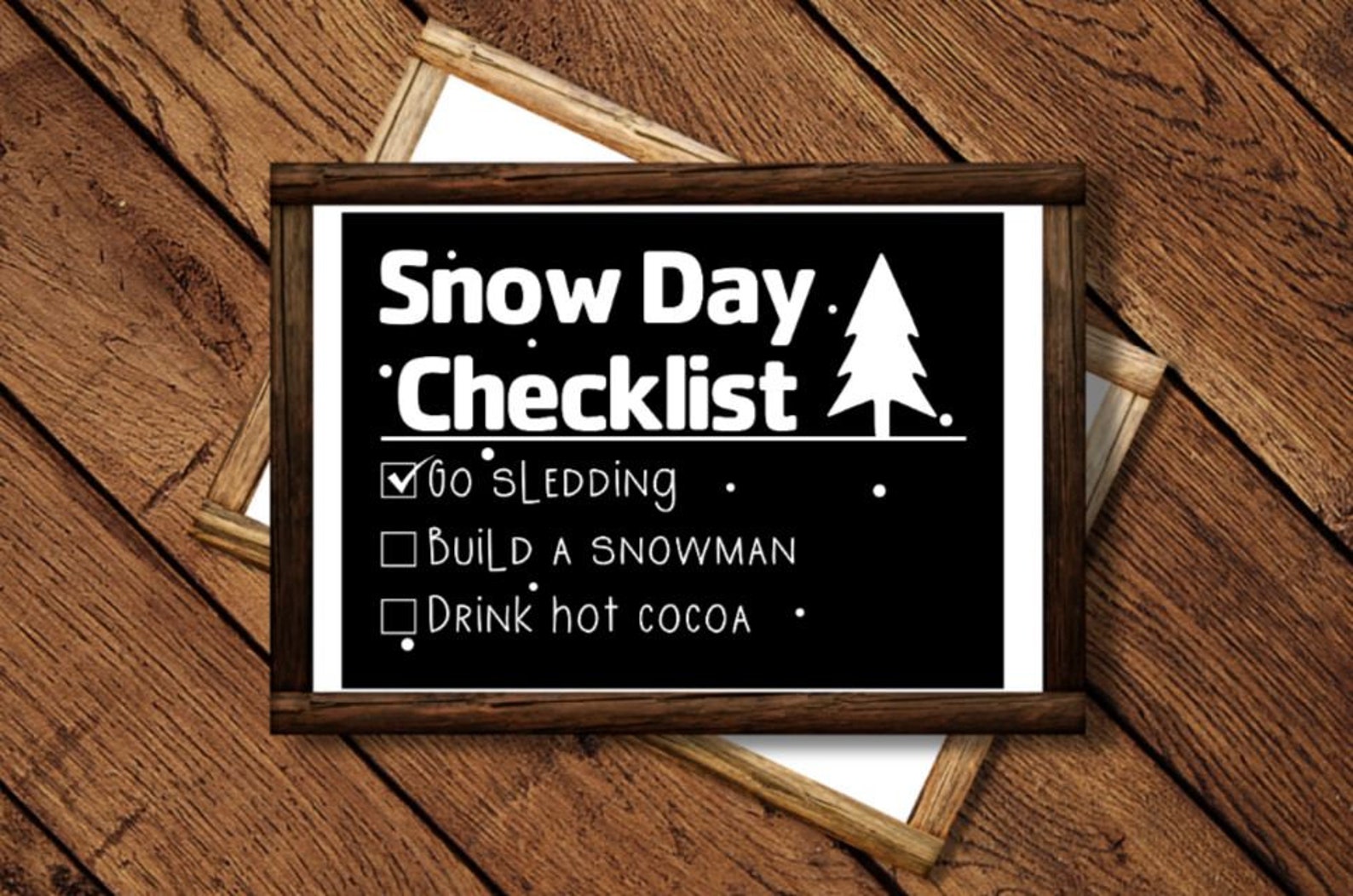 Snow Day Checklist Winter Snow Snowman Cocoa Sledding - Etsy