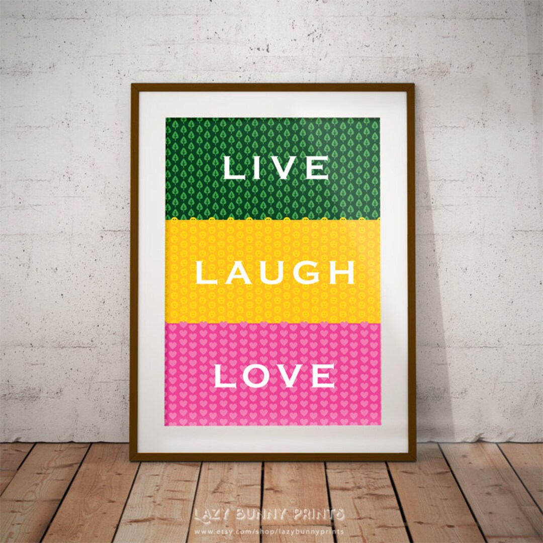 Printable Live Laugh Love Art, Inspirational Home Decor, Digital ...