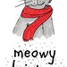 Printable Christmas Card With Funny Pun, Whimsical Cat Illustration ...