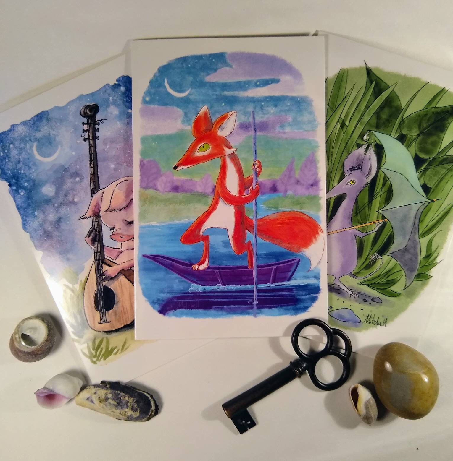 Inky Beasts Fantasy Animals Any-occasion Note Cards - Etsy