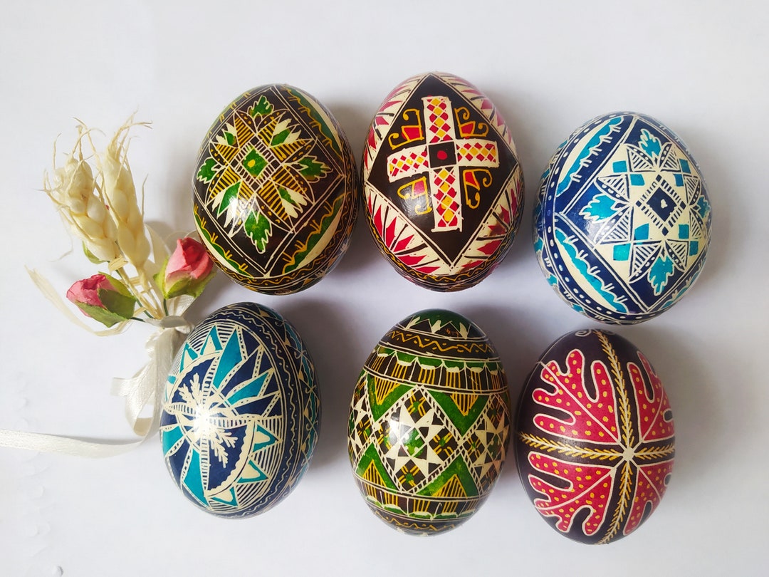 6 Batik Real DUCK Eggs Shell Romanian Romania Pysanky Pysanka Decorated ...