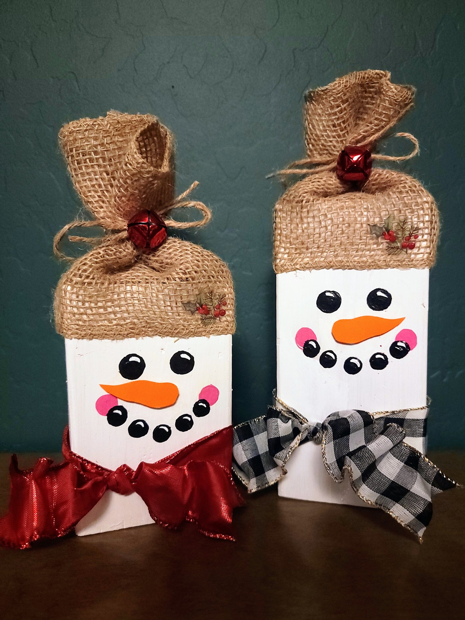 Wooden Snowman Blocks (pair) - Etsy