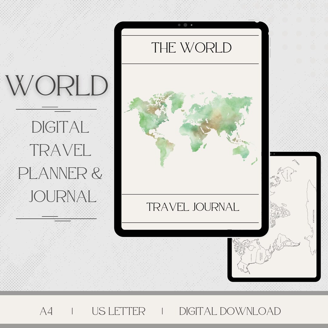 World Travel Journal | Digital Travel Planner | Printable Travel Diary ...