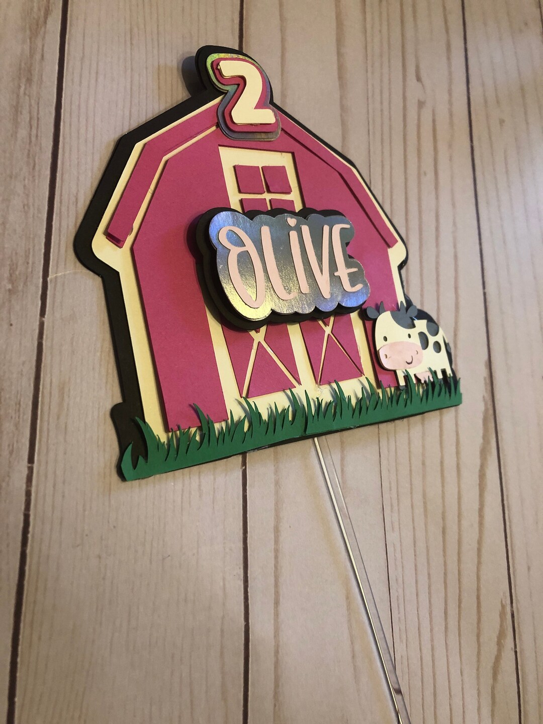 Pink Barn Cake Topper - Etsy